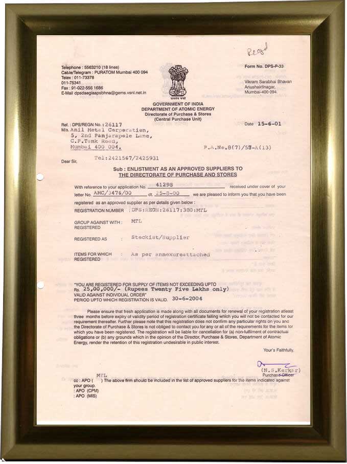 Certificate - Greenline Pipe and Fitting